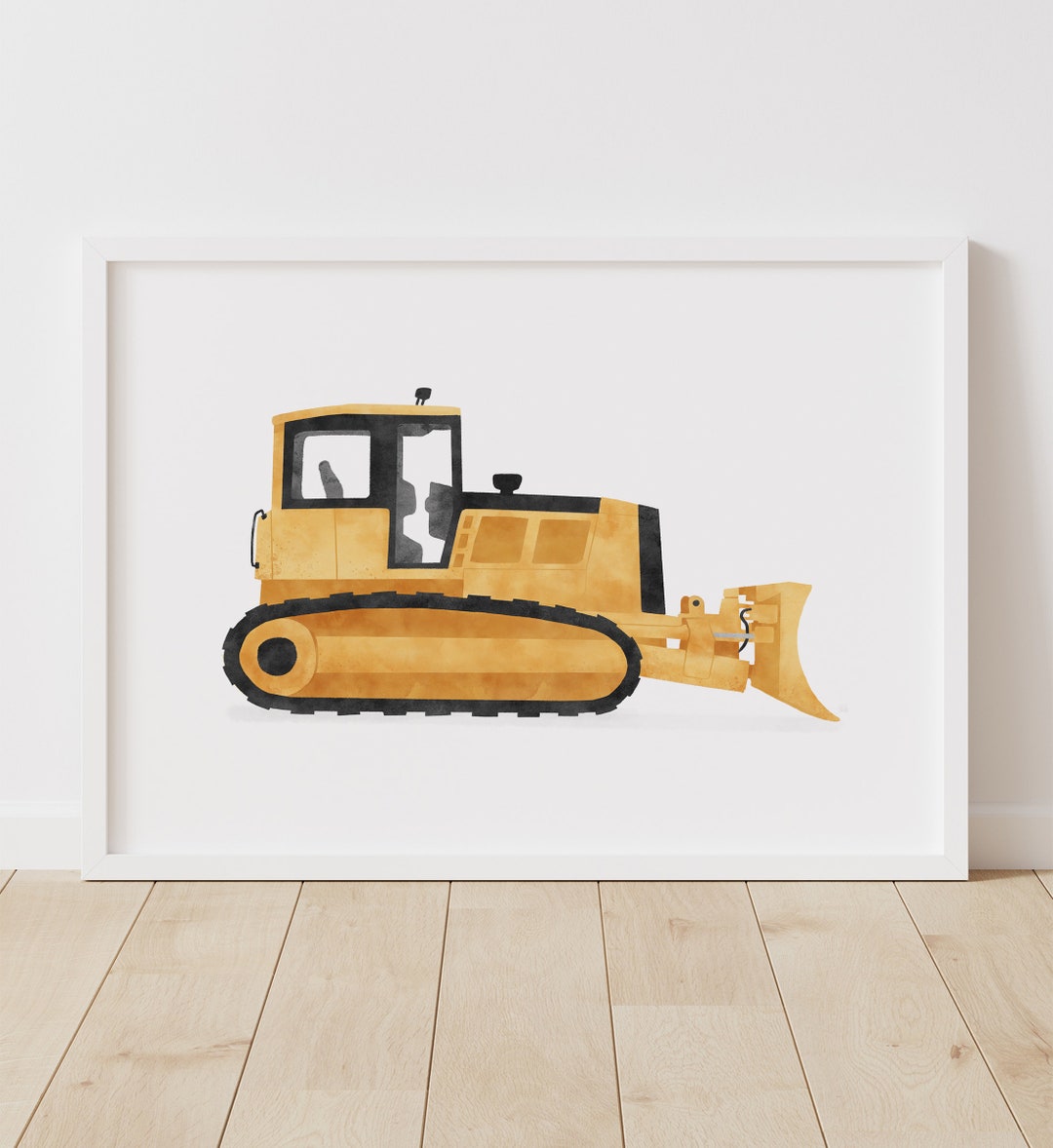 Yellow Bulldozer Print, Boys Room Decor, PRINTABLE Construction Vehicle ...