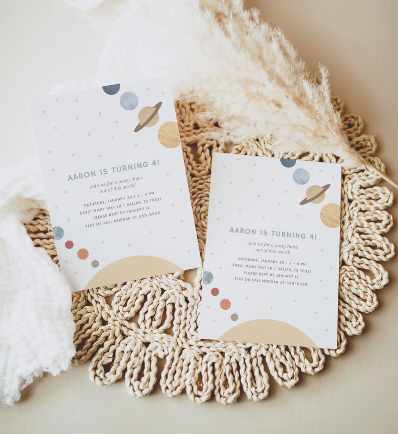 Editable Outer Space Birthday Party Invitation Solar System - Etsy