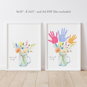 Mother's Day Flower Handprint Art Printable, Pastel Bouquet Hand Print ...