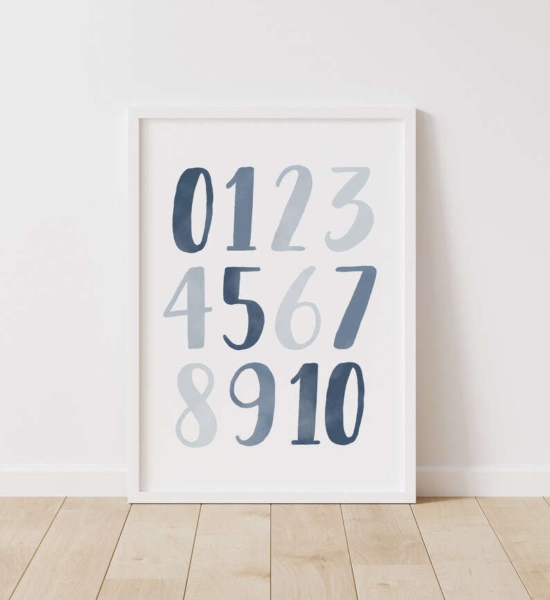 Navy Blue Alphabet and Numbers Set of 2 Prints Printable - Etsy
