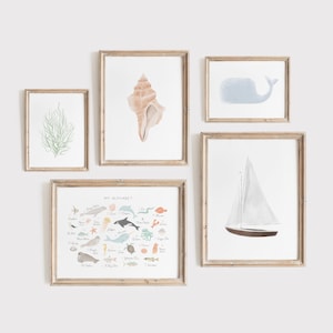 Watercolor Beach Nursery Decor, Printable Beach Nursery Gallery Wall ...