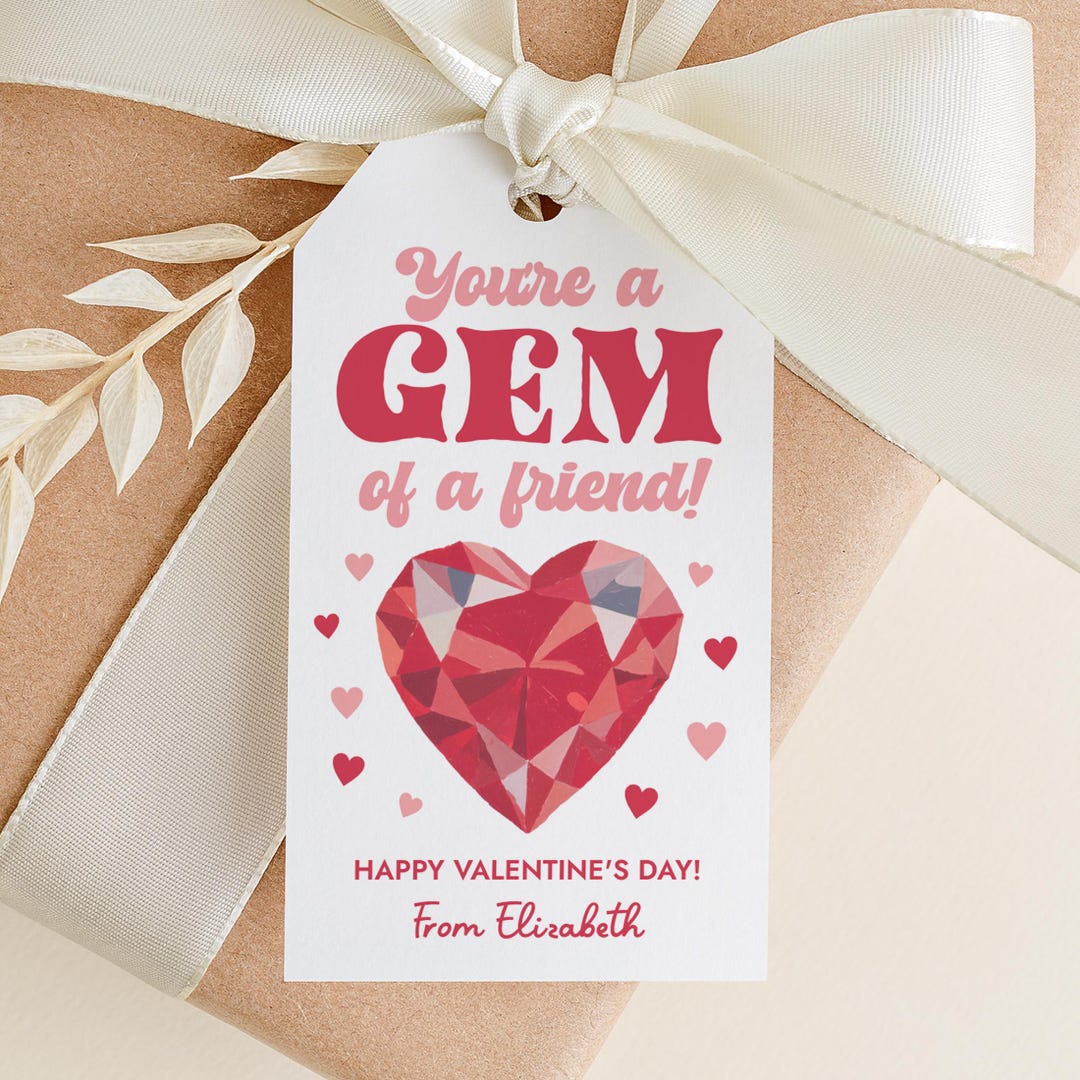 You Are a Gem of a Friend Valentine's Day Gift Tag, Ring Candy ...