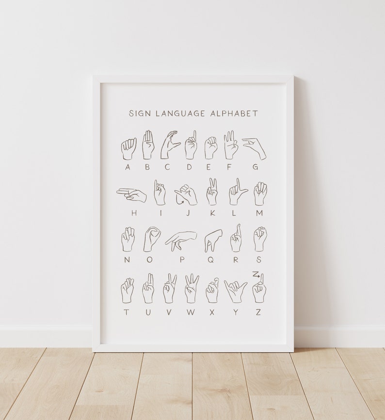 American Sign Language Poster, Printable ASL Alphabet Wall Art ...