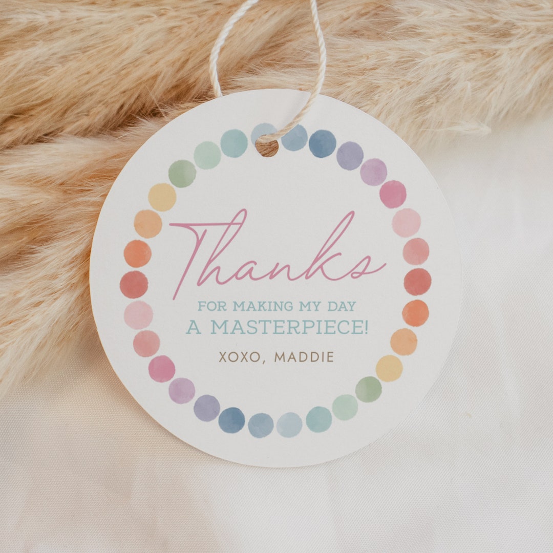 Editable Art Birthday Party Favor Tag Template, Printable Painting ...