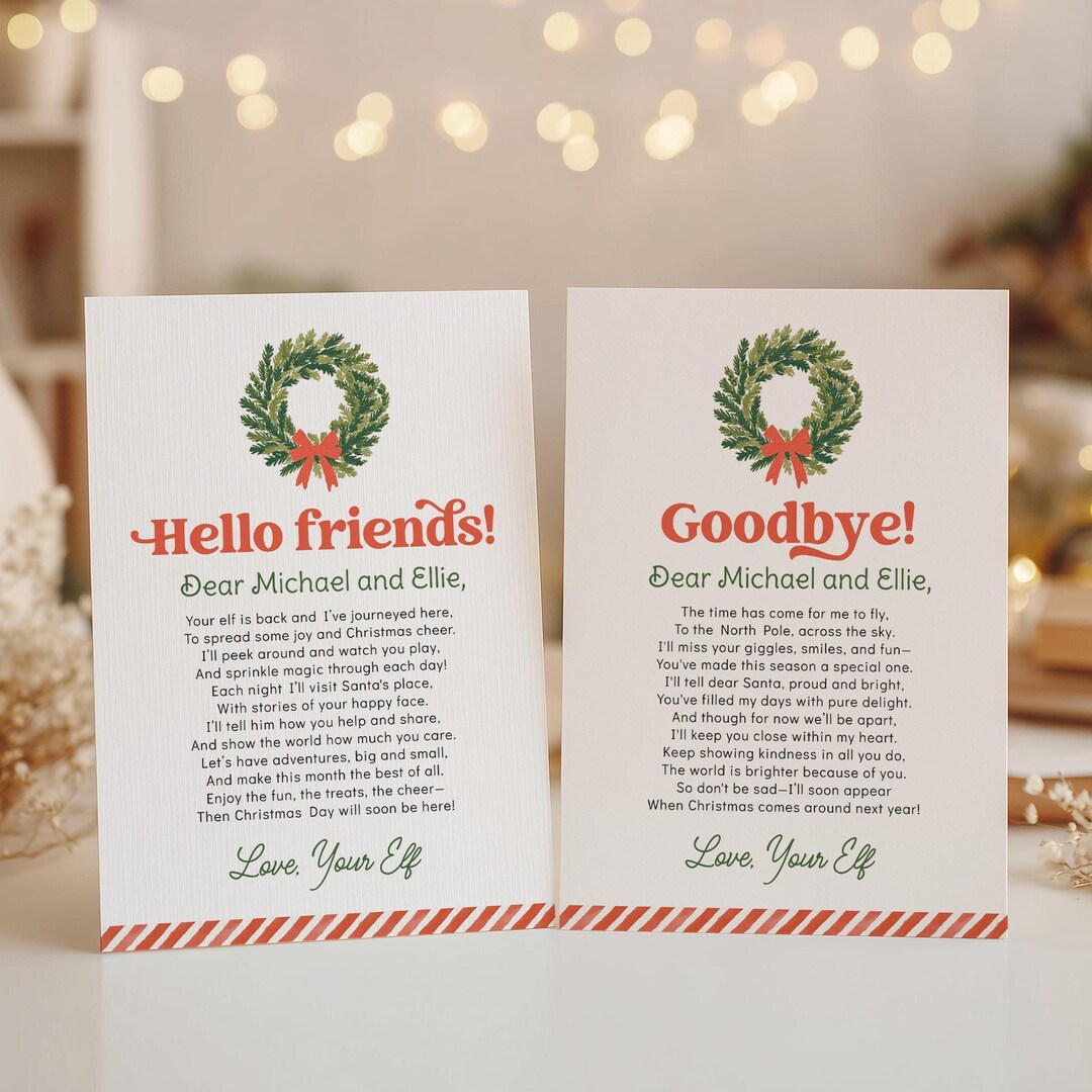 Editable Christmas Elf Arrival and Departure Letters, Printable Hello ...