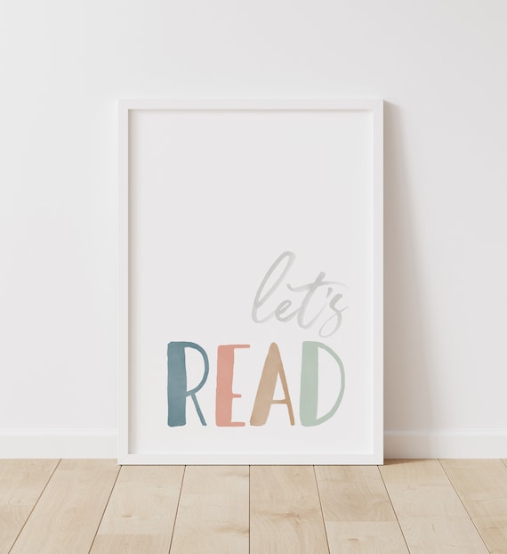 Let's Read Print PRINTABLE Wall Art Neutral Nursery | Etsy