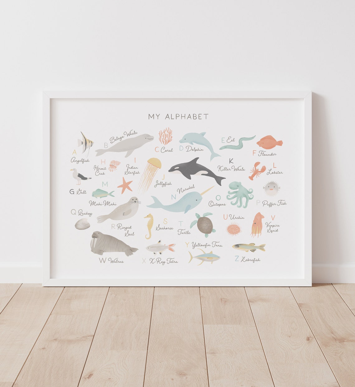 Beach Alphabet Poster, PRINTABLE Animal Alphabet Wall Art, Beach ...