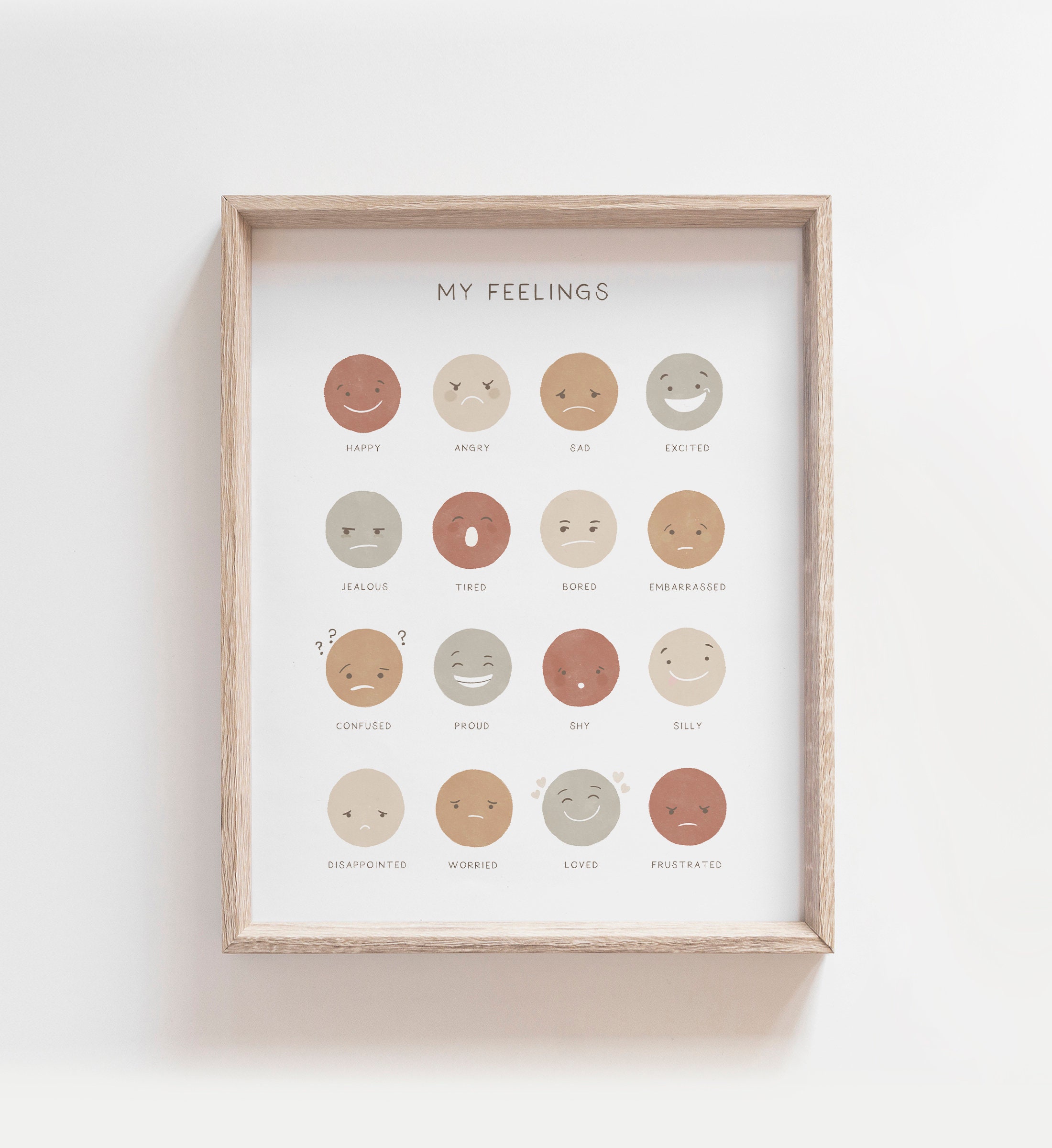 Neutral Feelings Chart, Emotions Print, PRINTABLE Wall Art, Montessori ...