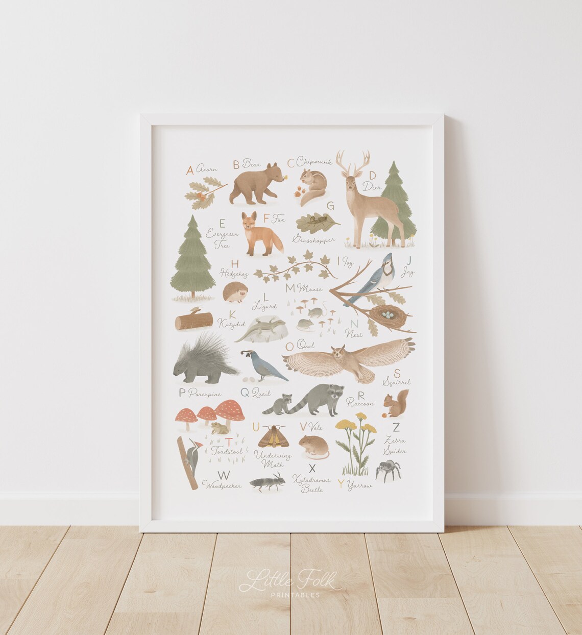 Woodland Alphabet Poster Woodland Alphabet Print Woodland - Etsy