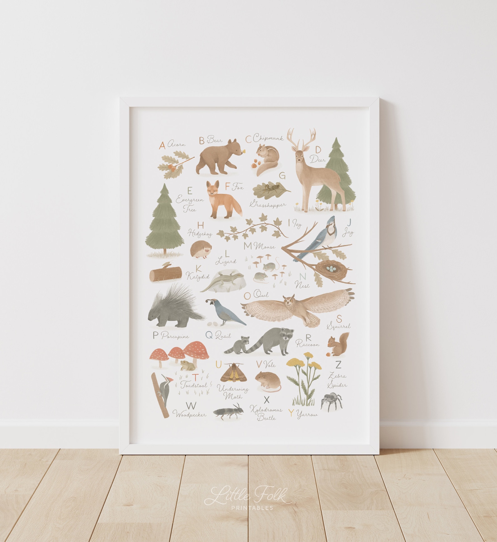 Woodland Alphabet Poster Woodland Alphabet Print Woodland - Etsy