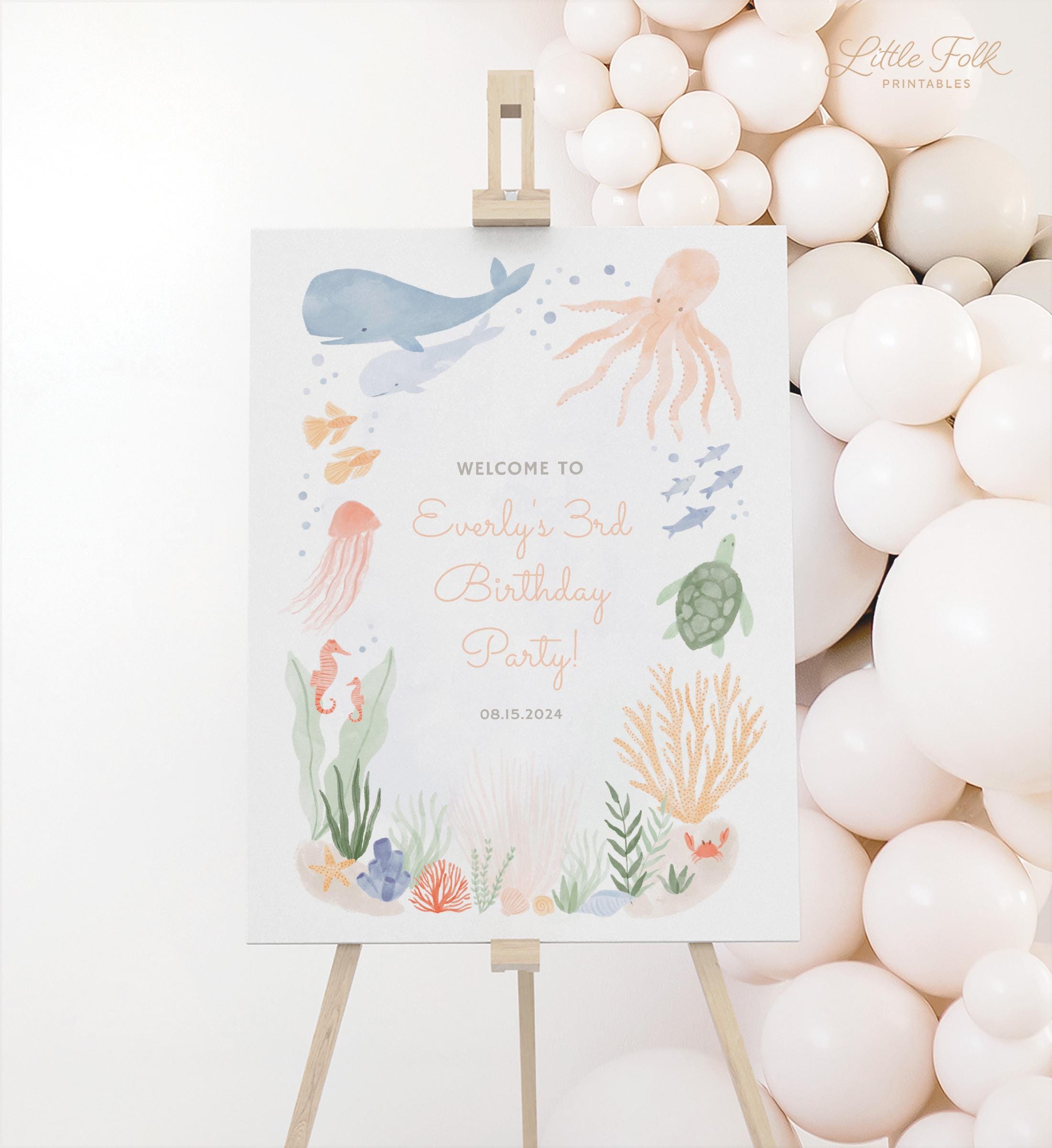 Editable Under the Sea Birthday Party Welcome Sign, Printable Ocean ...