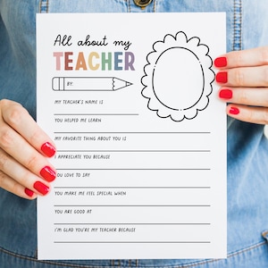 Printable Teacher Appreciation Week Coloring Page, All About My Teacher ...
