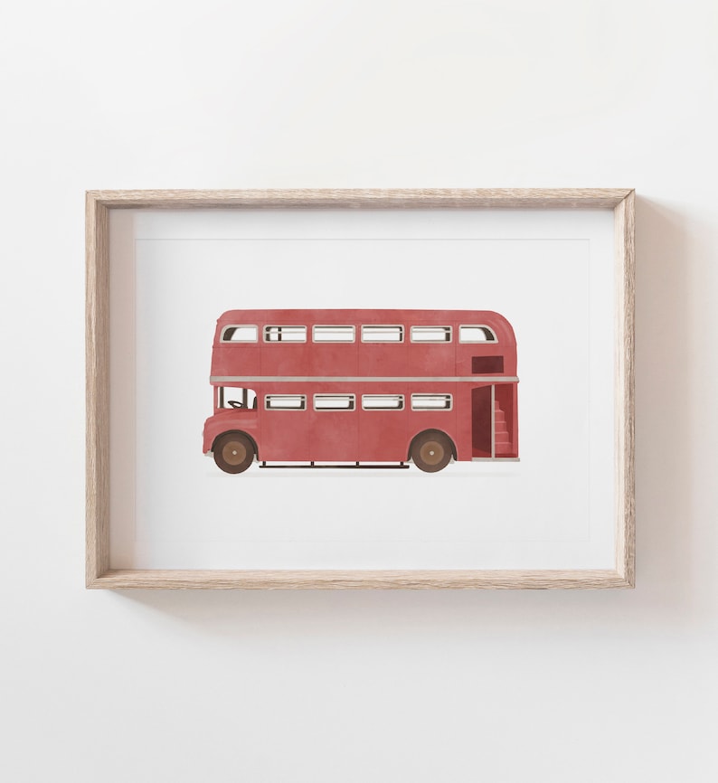 Double Decker Bus Print Printable Vintage Bus Wall Art - Etsy