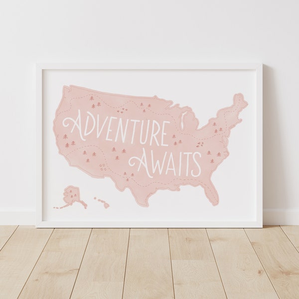 Watercolor Map of Us - Etsy