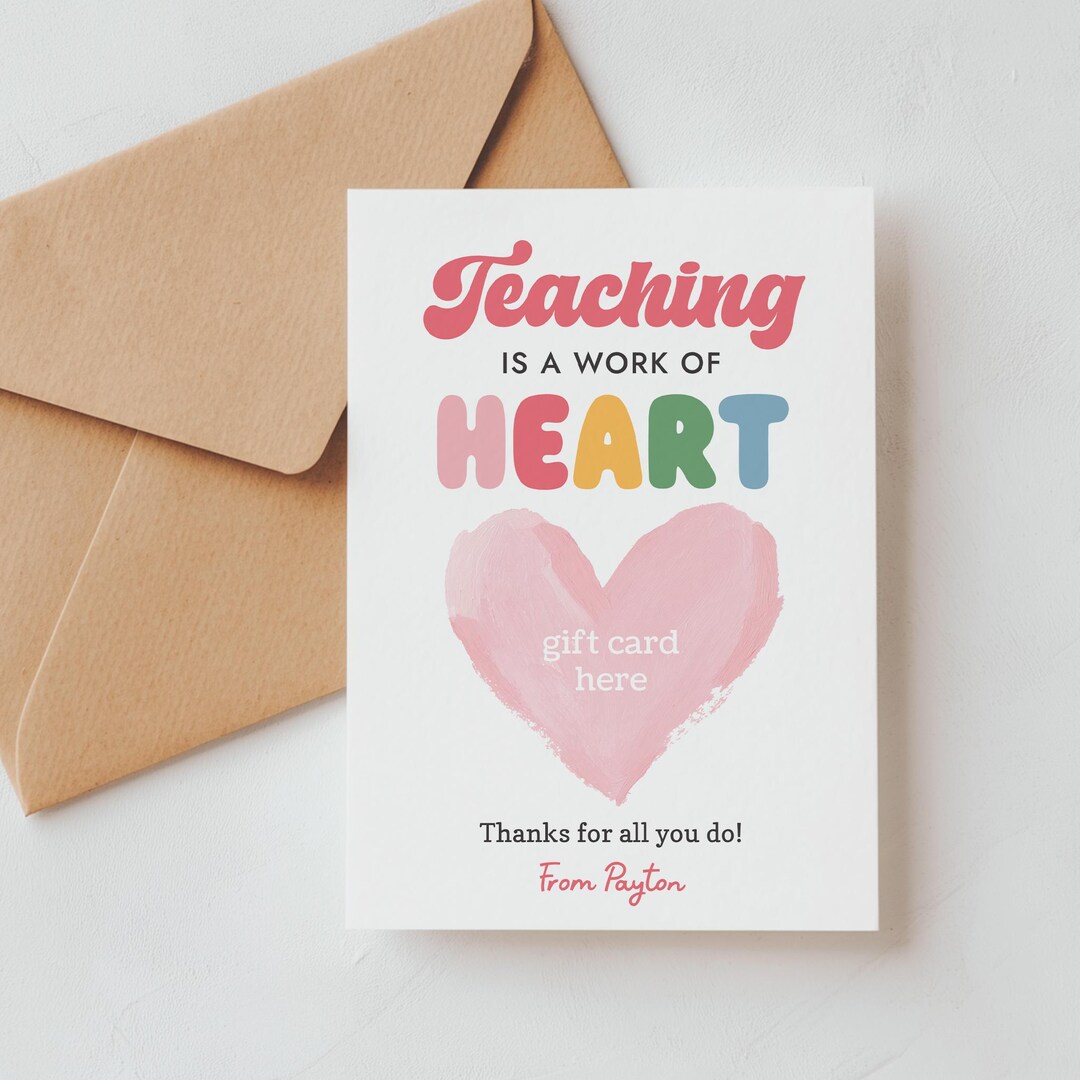 Teacher Appreciation Week Gift Card Holder Template, Editable Teaching ...