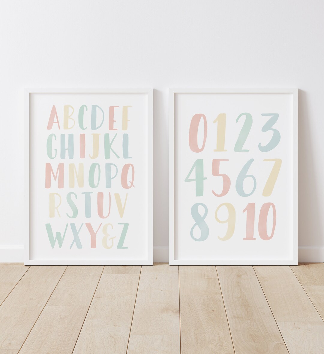 Pastel Alphabet and Numbers Posters, ABC Print, Printable Educational ...