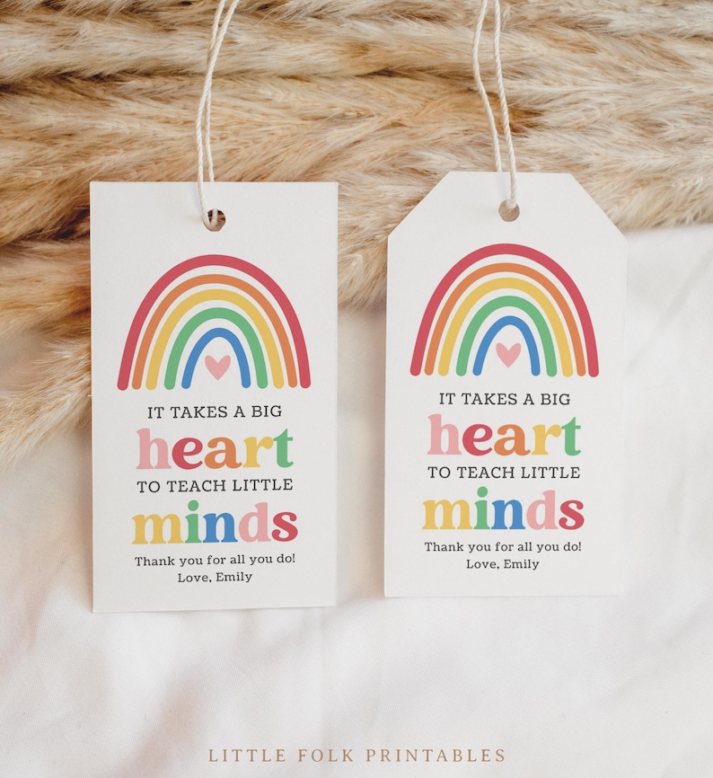 Rainbow Teacher Appreciation Week Tag Template, Printable Thank You ...