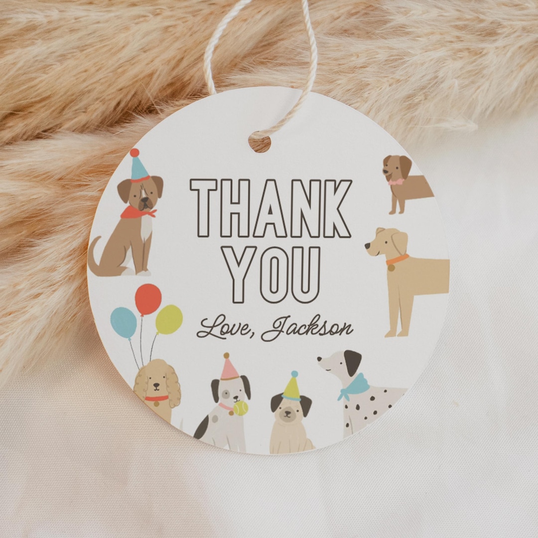 Puppy Birthday Favor Tag, Printable Dog Birthday Party Gift Tag ...
