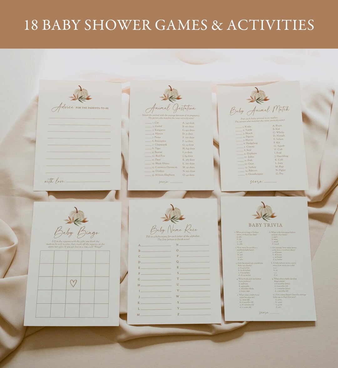 Editable Pumpkin Baby Shower Games Bundle, Fall Baby Shower Activities ...