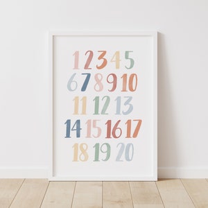 Rainbow Numbers Poster, Numbers 1-20 Print, PRINTABLE Educational Wall ...