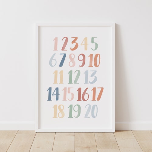 Rainbow Numbers Poster Numbers 1-20 Print PRINTABLE - Etsy