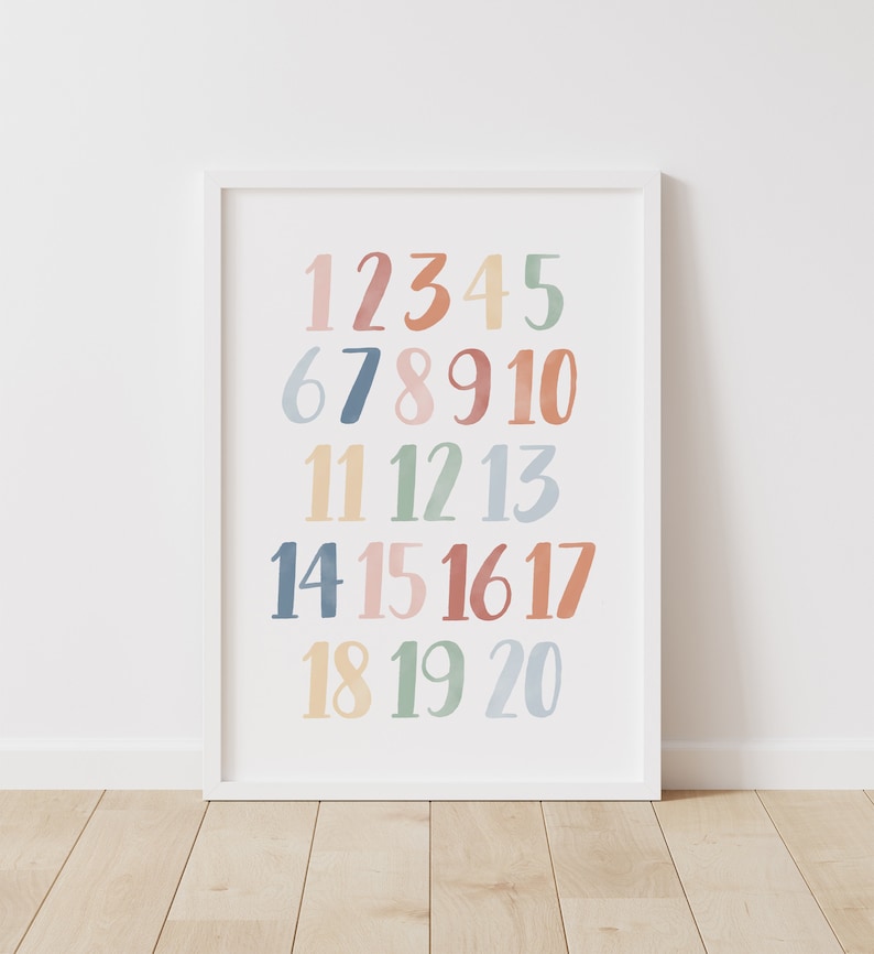 Rainbow Numbers Poster Numbers 1-20 Print PRINTABLE - Etsy
