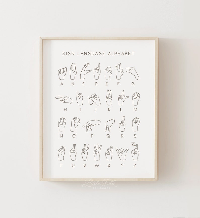 American Sign Language Poster, Printable ASL Alphabet Wall Art ...