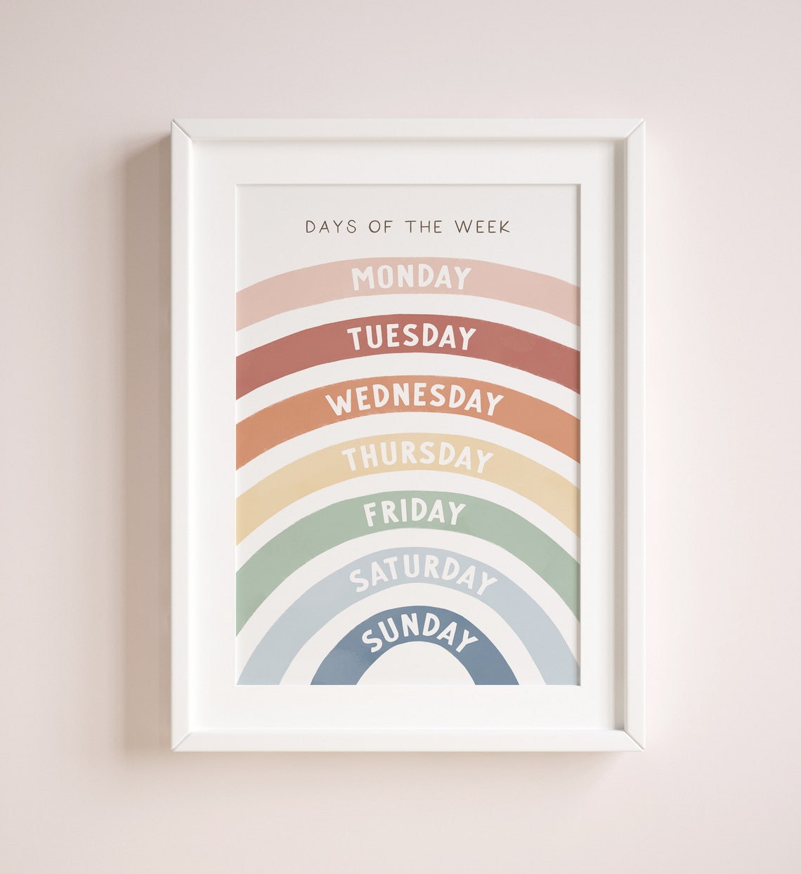 Rainbow Days of the Week Poster Printable Educational Wall - Etsy