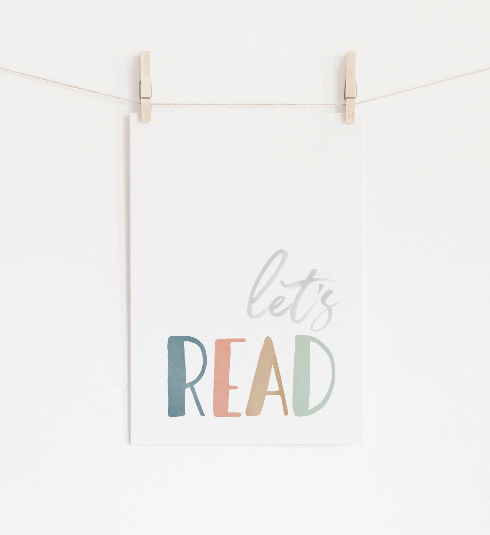 Let's Read Print, PRINTABLE Wall Art, Nursery Decor, Girls Room Decor ...