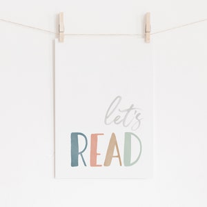 Let's Read Print, PRINTABLE Wall Art, Nursery Decor, Girls Room Decor ...