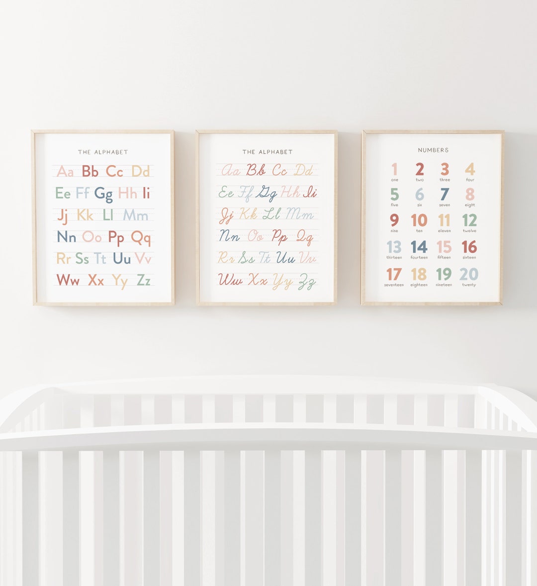Rainbow Alphabet and Number Set of 3 Prints, Handwriting Posters ...