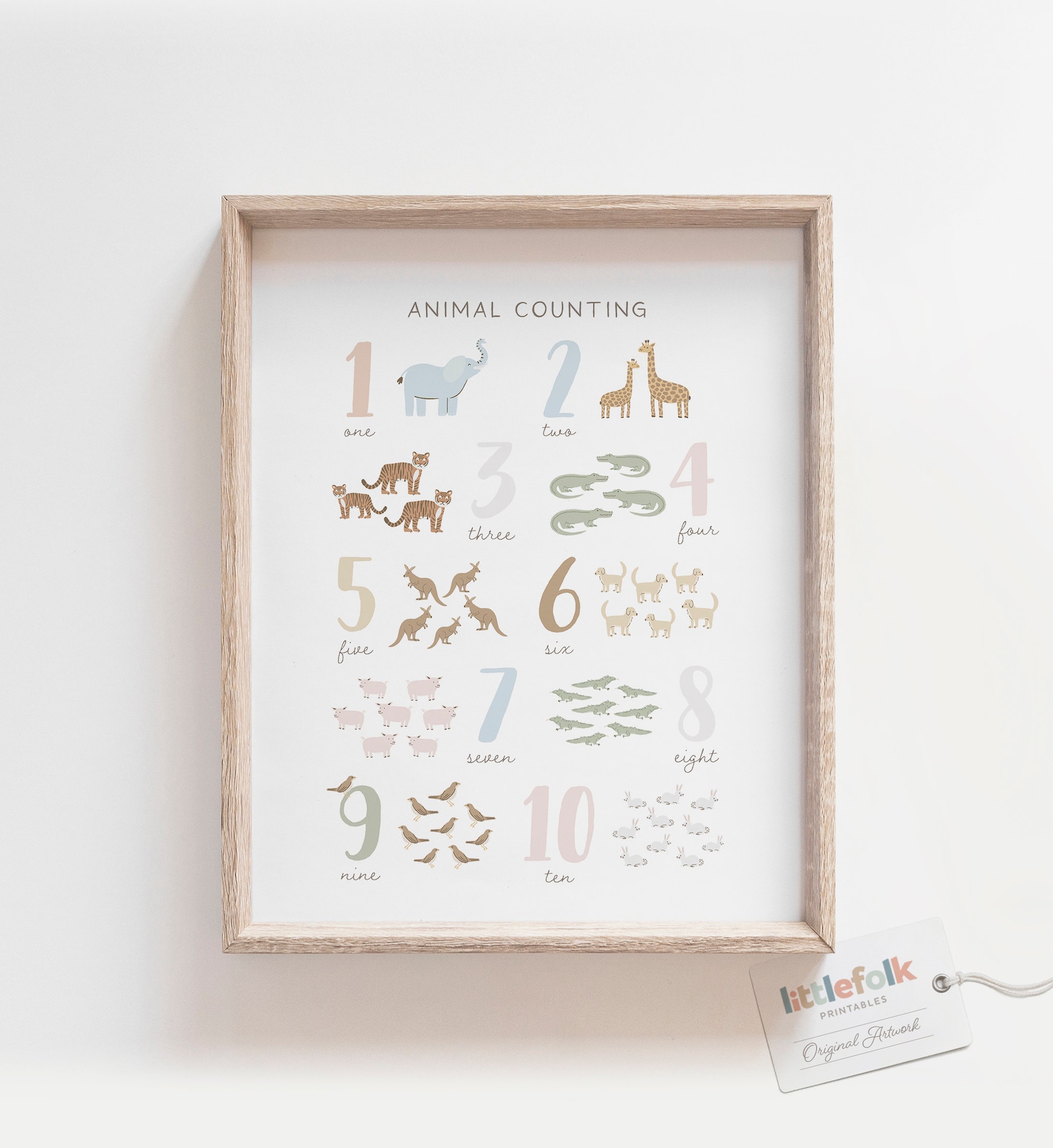 Animal Numbers Print PRINTABLE Wall Art Counting Poster - Etsy