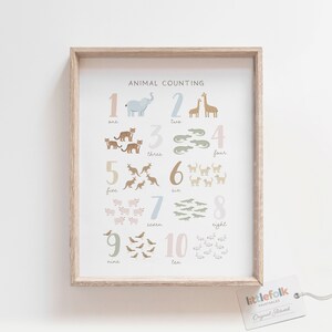 Animal Numbers Print, PRINTABLE Wall Art, Educational Counting Poster ...