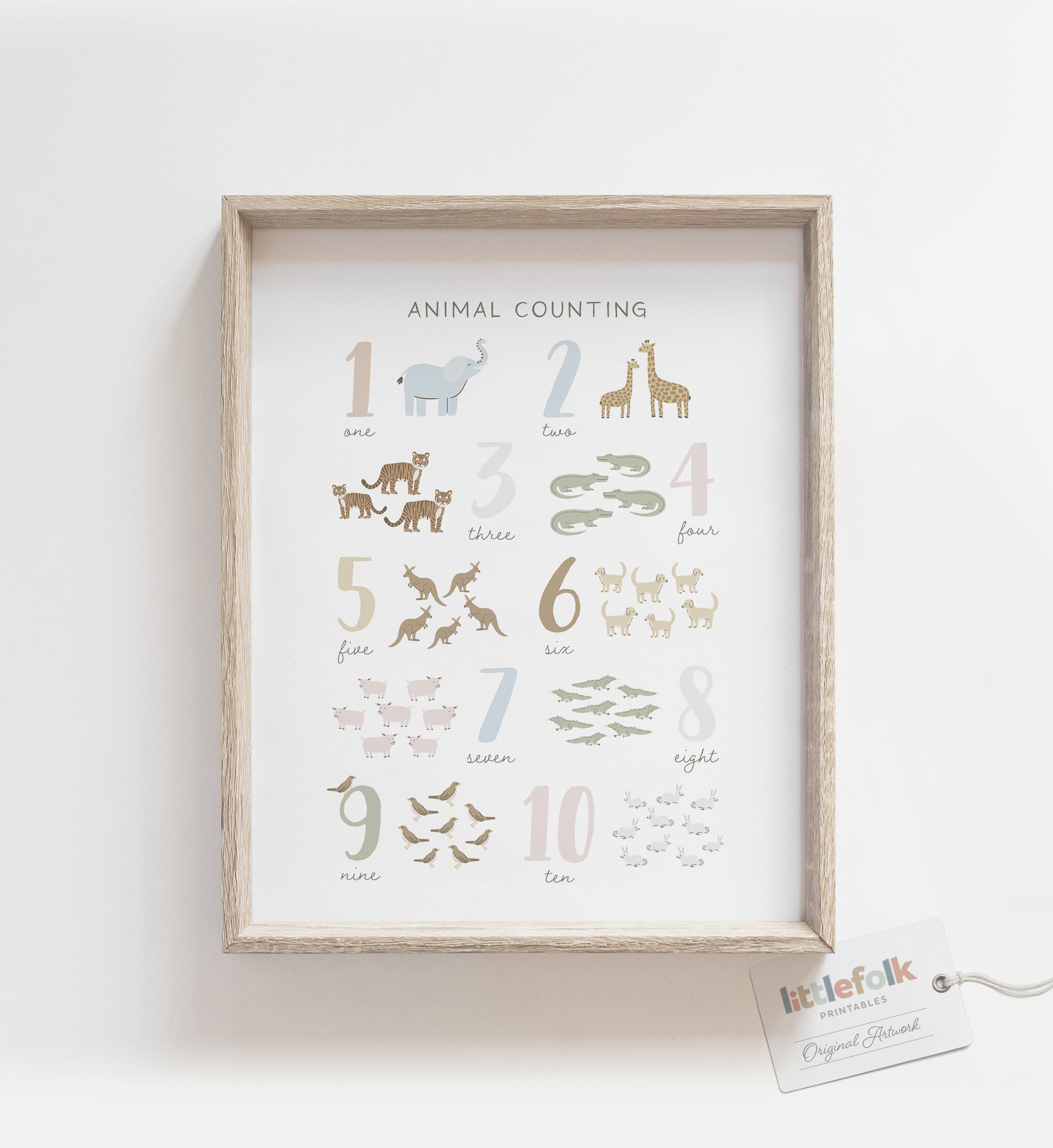 Animal Numbers Print PRINTABLE Wall Art Counting Poster | Etsy