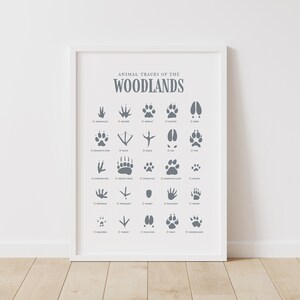 Blue Animal Tracks Print, Woodland Nursery Decor, Printable Wall Art ...