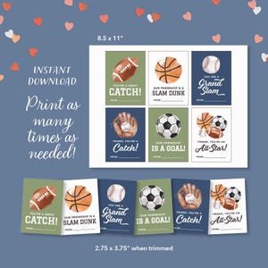 Printable Sports Valentine's Day Cards, Kids Sports Valentine Tags ...