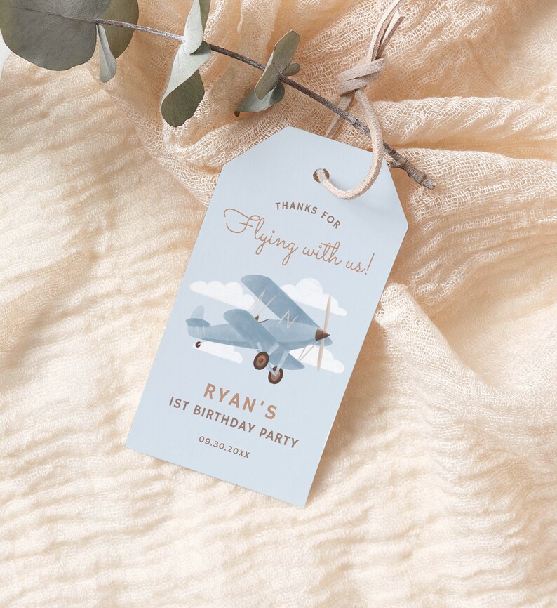 Editable Airplane Birthday Party Favor Tag Template Printable - Etsy