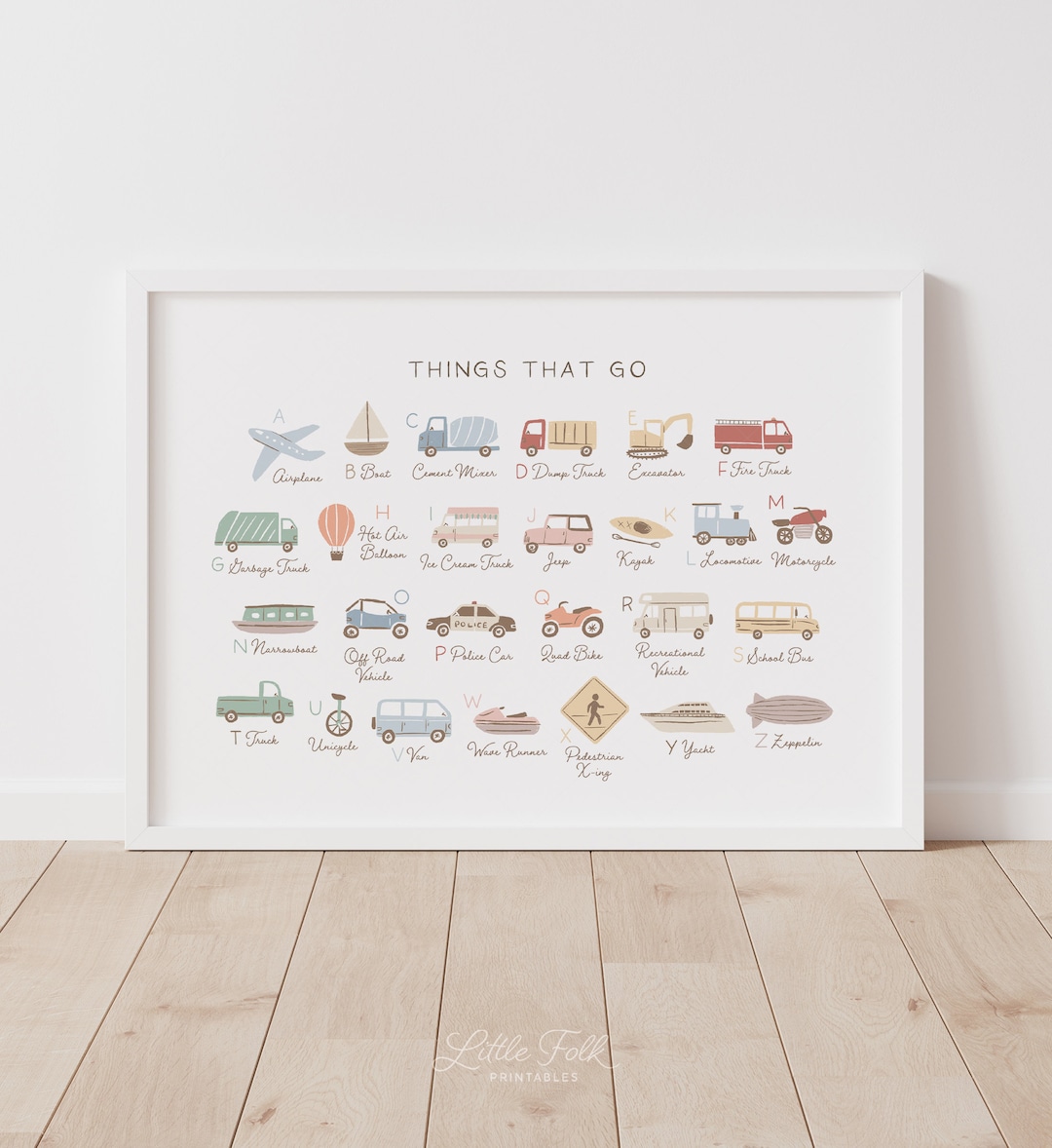 Transportation Alphabet Poster, Printable Vehicle ABC Print ...