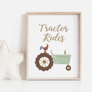 Farm Birthday Party Tractor Rides Sign, Printable Barnyard Animals ...