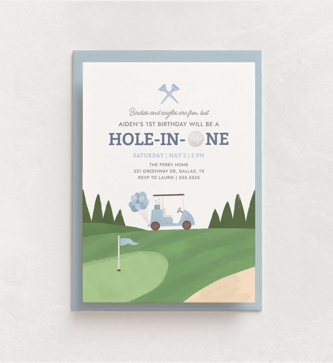 Editable Golf 1st Birthday Party Invitation, Hole in One Birthday Party ...