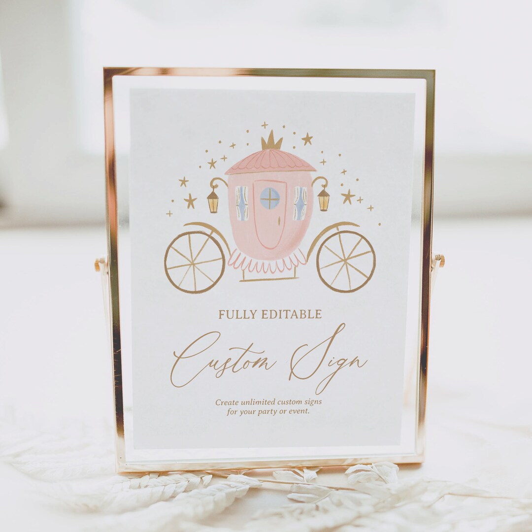 Editable Princess Birthday Custom Sign Template, Printable Princess ...