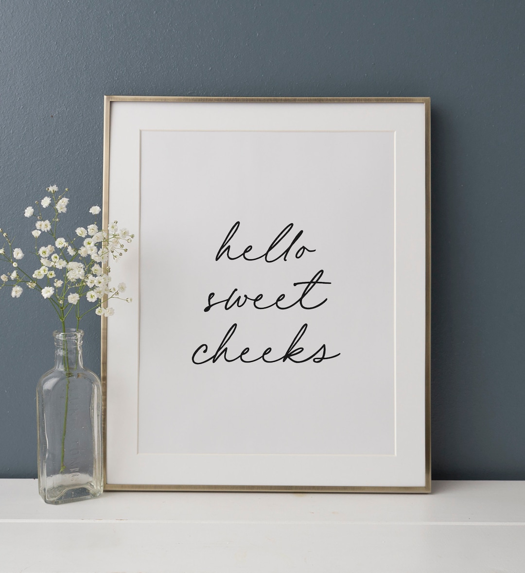 Hello Sweet Cheeks Print, PRINTABLE Bathroom Wall Art, Funny Bathroom ...