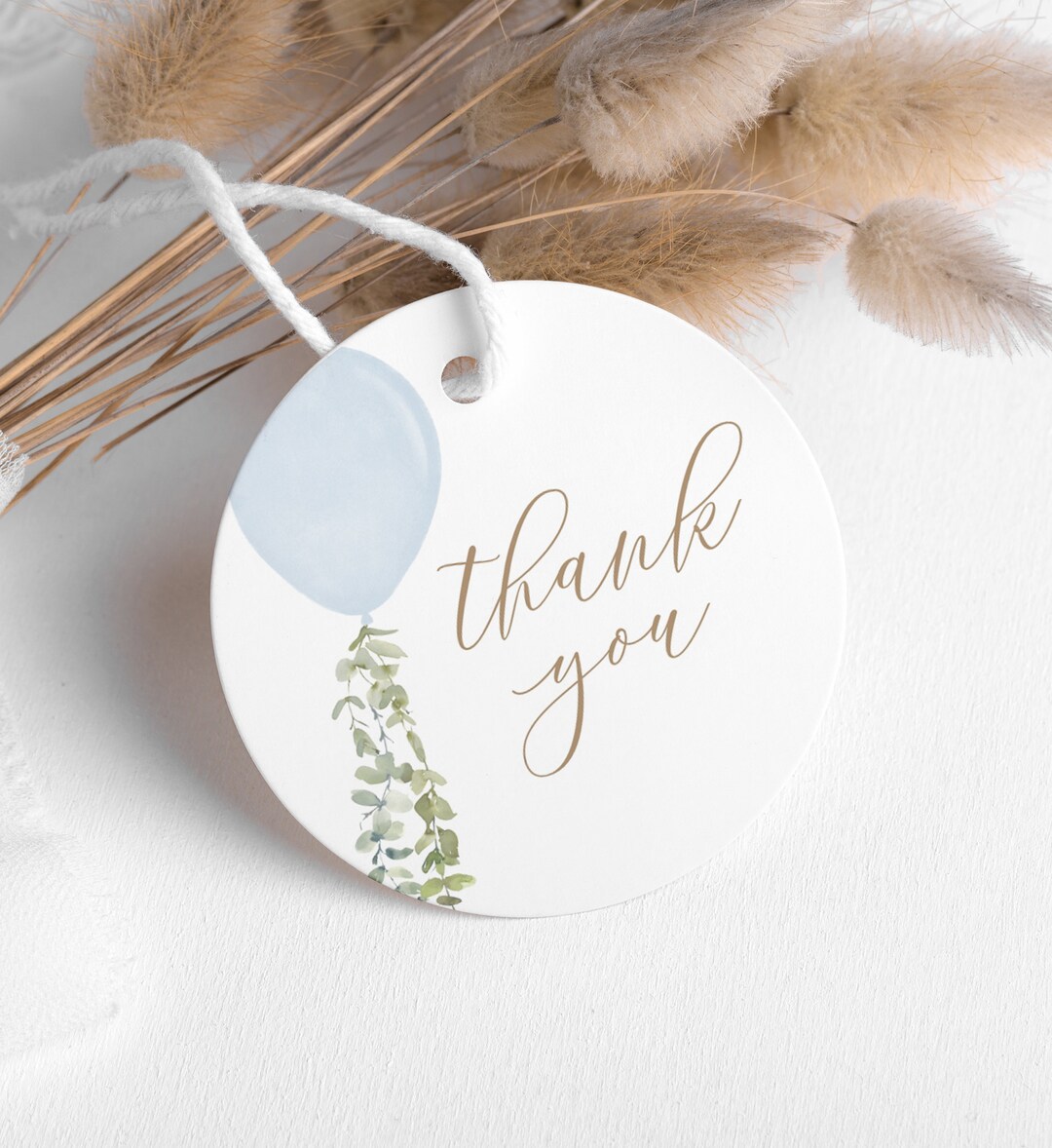 Editable Blue Balloon Favor Tag Template, Printable Watercolor Balloon ...