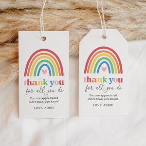 Rainbow Teacher Appreciation Week Tag Template, Printable Thank You for ...