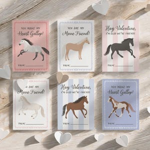 Printable Horse Valentine's Day Cards, Kids Horse Valentine Tags, Kids ...