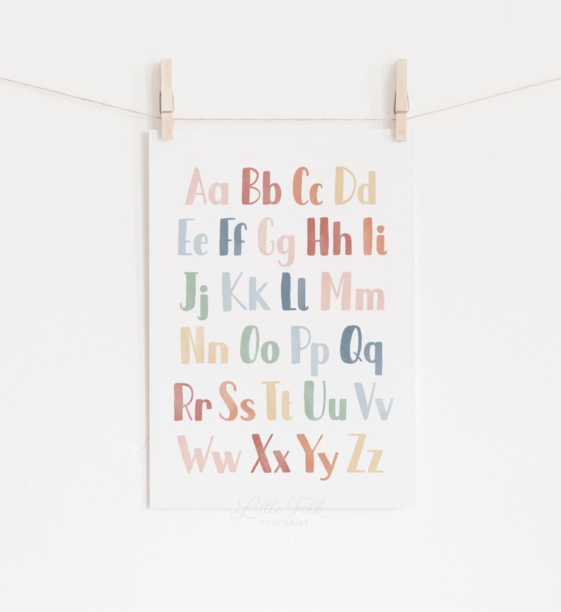 Rainbow Alphabet Poster, ABC Print, Printable Educational Wall Art ...
