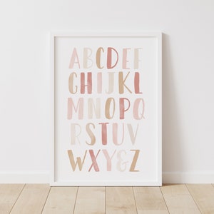 Neutral Rainbow Wall Art Set of 3 Prints, Neutral Alphabet and Numbers ...