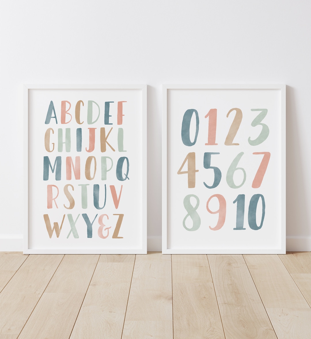 Pastel Alphabet and Numbers Posters, ABC Print, Printable Educational ...