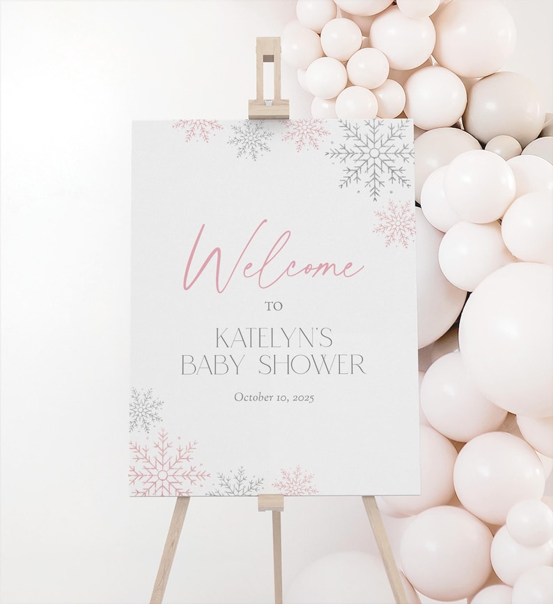 Editable Pink Snowflake Baby Shower Games Bundle, Printable Winter Baby ...