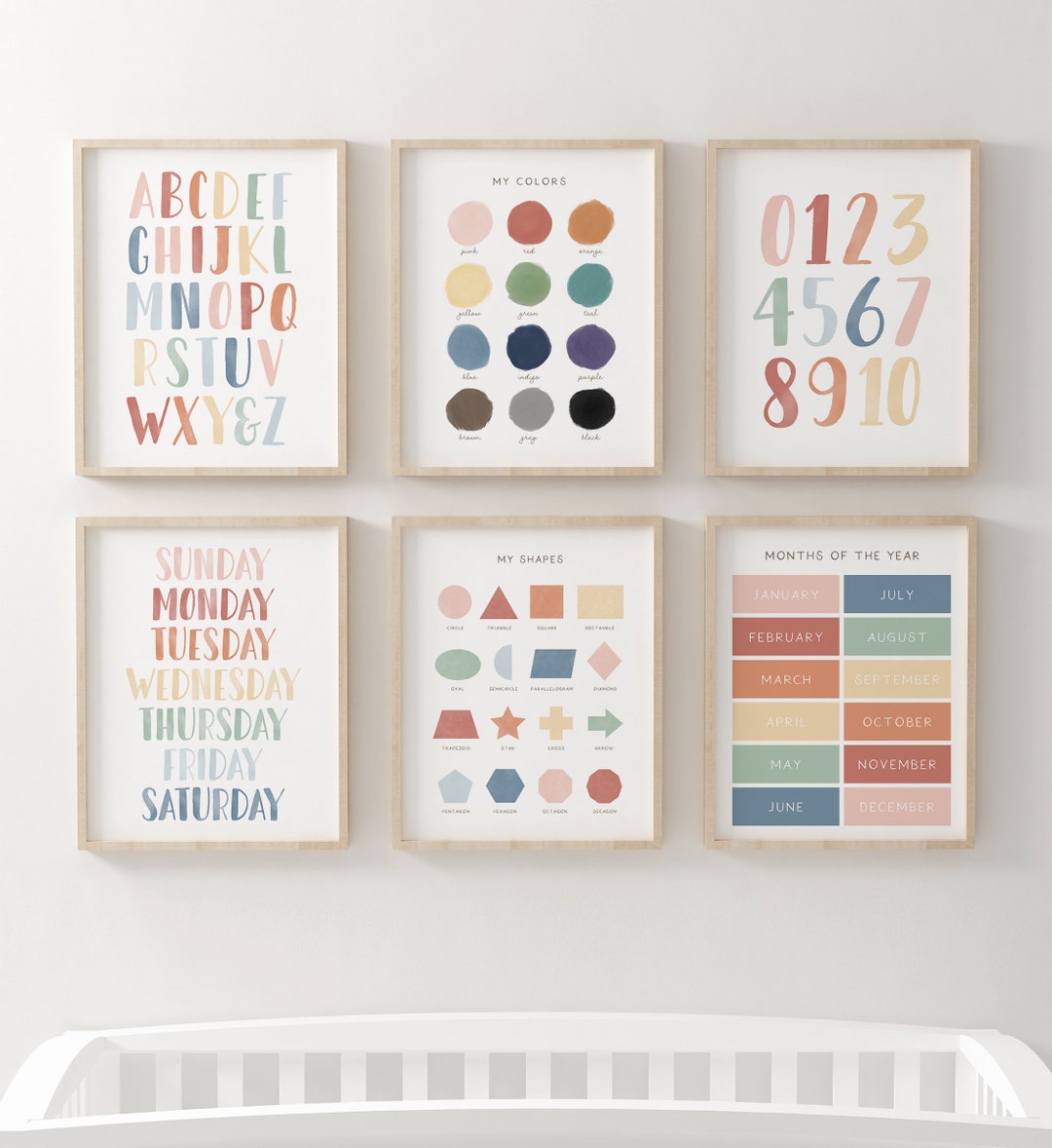 Rainbow Educational Wall Art, Printable Homeschool Classroom Decor ...